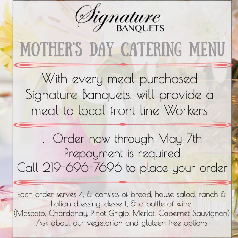 Signature Banquets Mother's Day Catering Curbside Menu - Signature Banquets